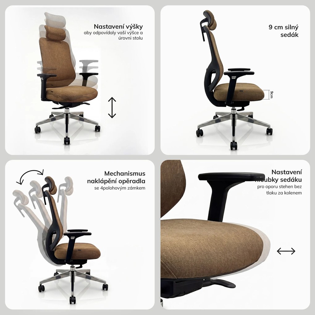Ergonomická kancelářská židle hnědá AXIS