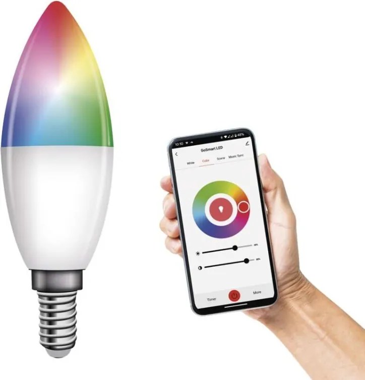 Chytrá LED žárovka GoSmart E14 4,8W 230V Wi-Fi RGB stmívatelná
