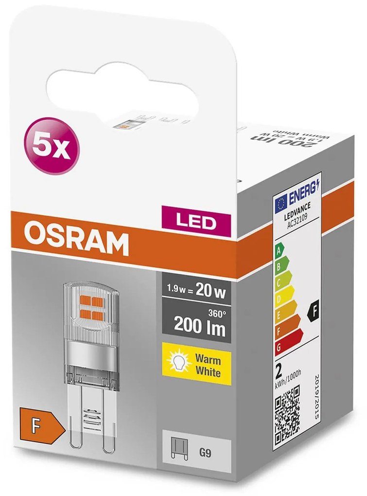 OSRAM Base PIN LED kolík žárovka G9 1,9W 2700K 5ks