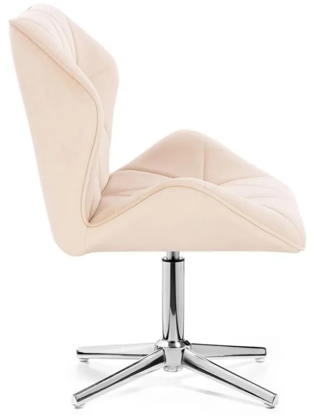 LuxuryForm DESIGN Otočná židle MILANO MAX VELUR na stříbrném kříži - krémová