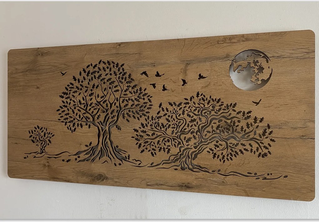 Li-Go "Tři duby a měsíc" světelný obraz 230V 90x40 cm provedení povrchu: bílá