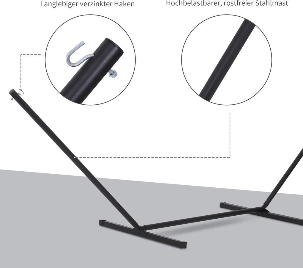 Rám houpací sítě Outsunny pro houpací sítě 360 x 92 x 115 cm kovový s háky do 120 kg pro zahradu a pláž |