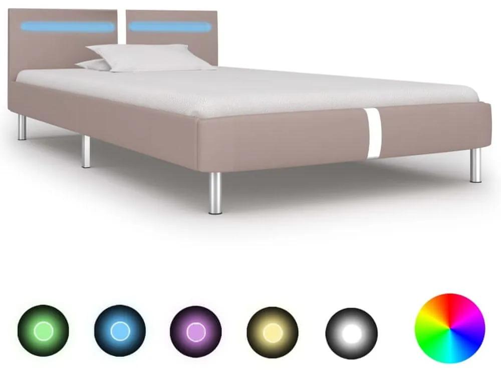 Petromila Rám postele s LED cappuccino umělá kůže 90 x 200 cm