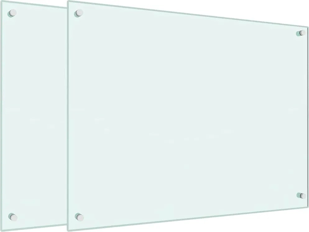 Kuchyňské panely 2 ks bílé 80 x 60 cm tvrzené sklo 3315788