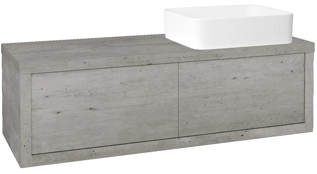 Dřevojas Koupelnová skříň STORM SZZ2 120 (umyvadlo Joy) Varianta: D01 Beton / L01 Bílá vysoký lesk / Levé