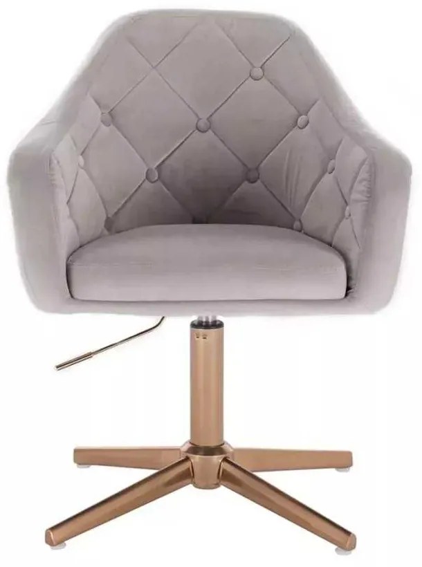 LuxuryForm DESIGN Otočné křeslo ANDORA VELUR na zlatém kříži - světle šedé