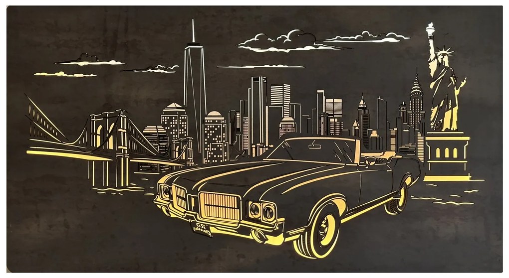 Li-Go "New York" světelný obraz 230V 110x60cm provedení povrchu: dub