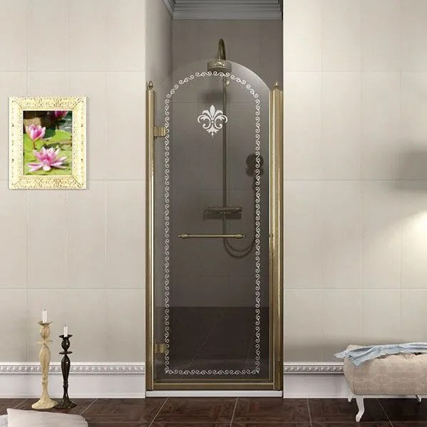 Gelco Antique Sprchové dveře otočné, 900mm, levé, ČIRÉ sklo, bronz, GQ1290LC