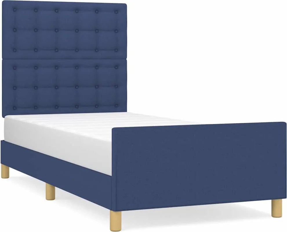 Rám postele s čelem modrý 90x190 cm textil 3125347