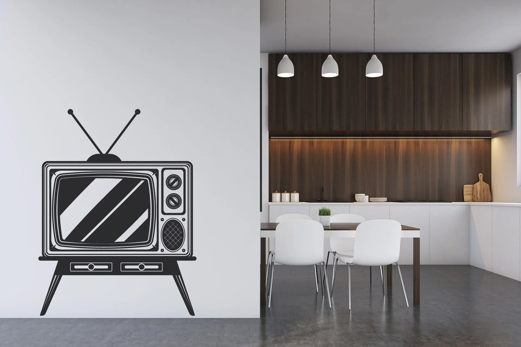 Lepy.cz Samolepka na zeď Retro tv Velikost (šířka x výška): 50x65cm, Barevná varianta: Černá