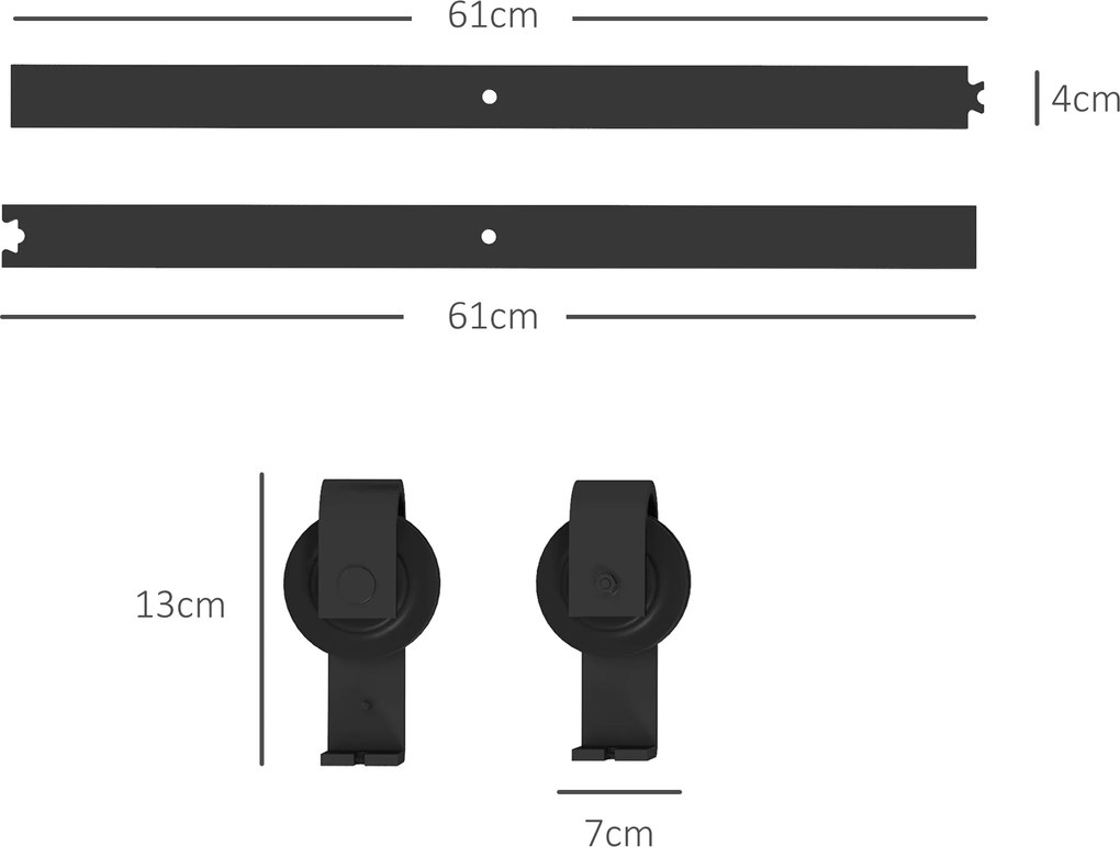 HOMCOM 122 CM Sada Kolejnic pro Posuvné Dveře pro Skládací Dveře se Systémem J pro 2 Dveře