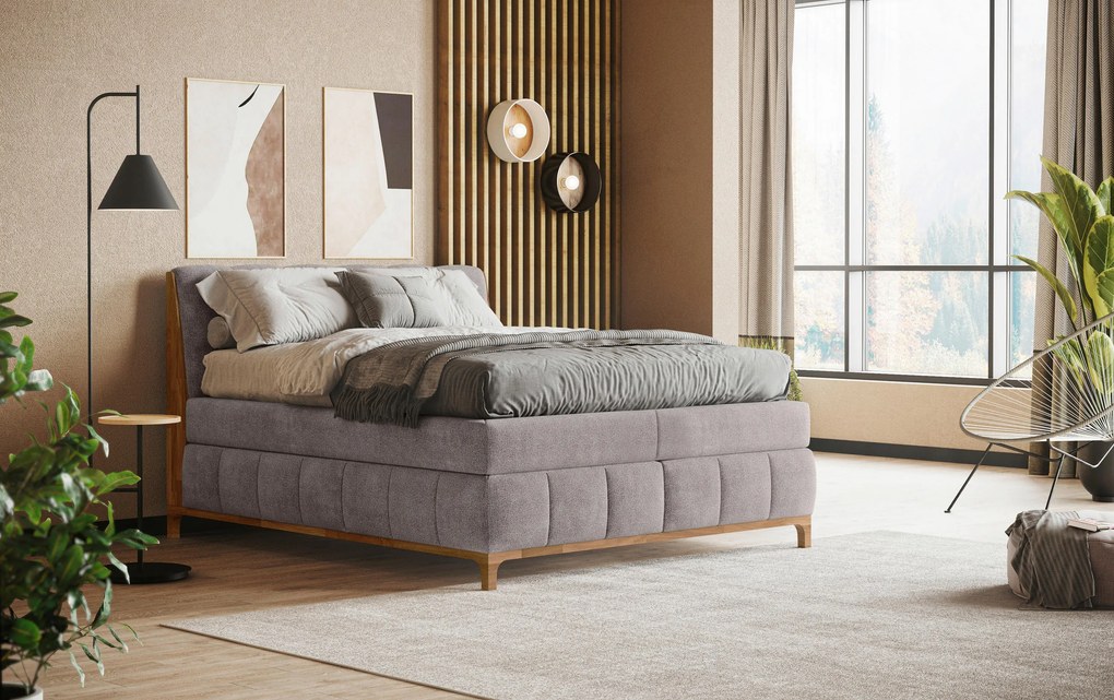 XXXLutz POSTEL BOXSPRING, 160/200 cm, šedohnědá Livetastic - Manželské postele - 000840004740