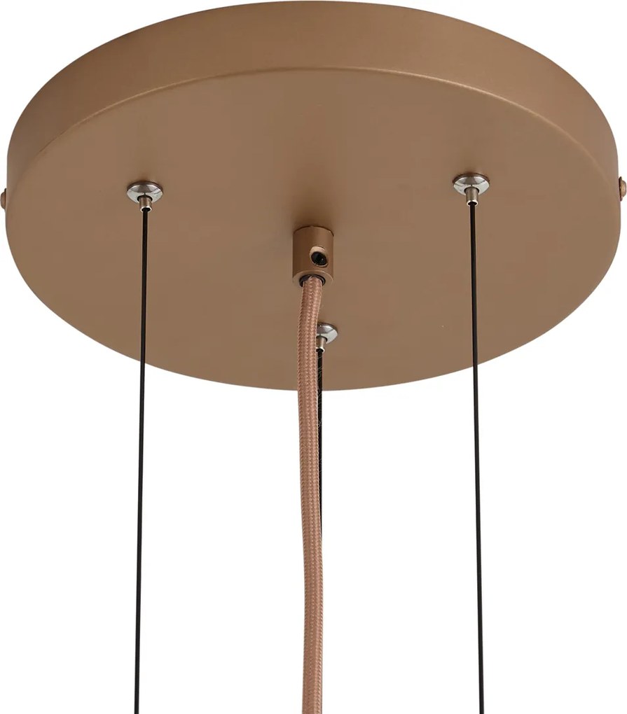 Retro závěsná lampa tmavý bronz s jantarovým sklem - Barb