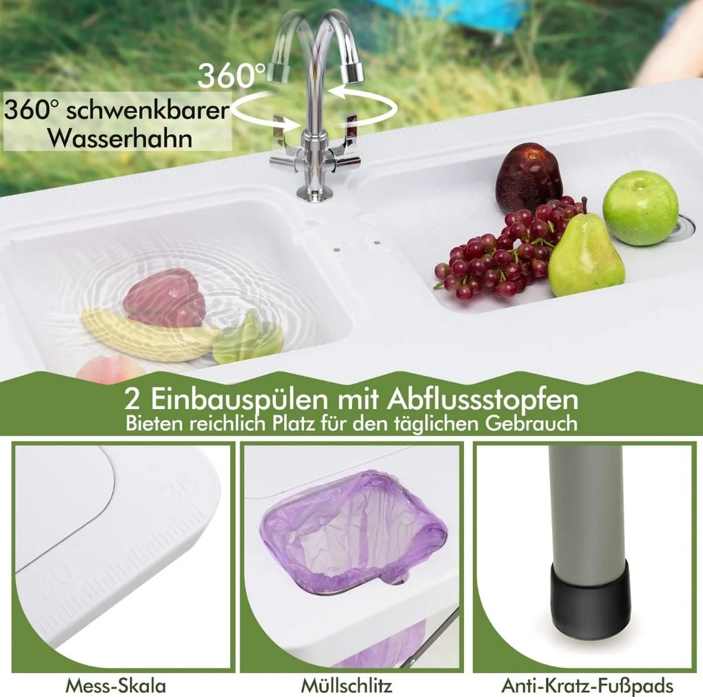 Costway Fish Cleaning Table Skládací stůl na filetování, bílý