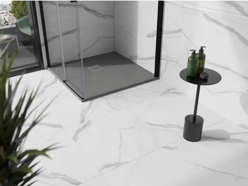 Mexen Stone+ kompozitová čtvercová sprchová vanička 90 x 90 cm, šedá-beton - 44619090