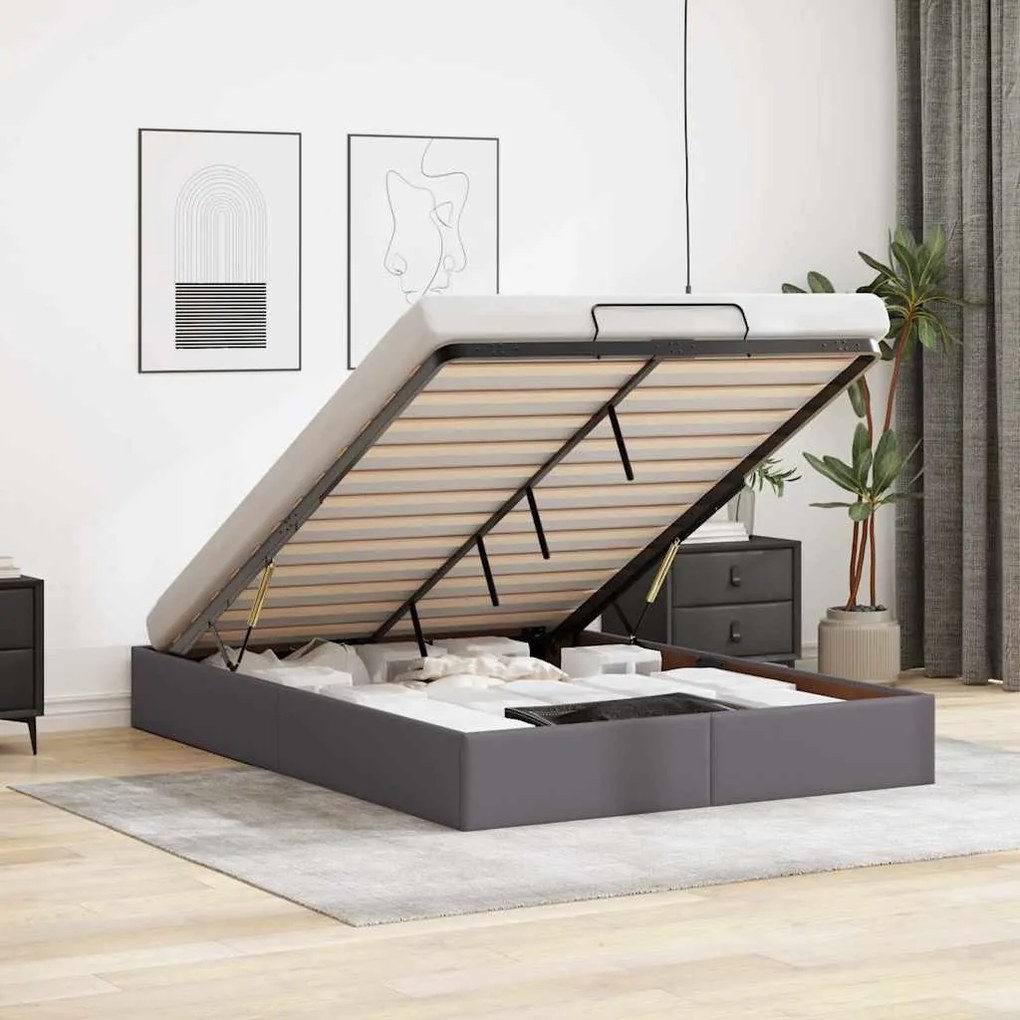 Osmanský rám postele bez matrace šedá 140x190 cm umělá kůže 3310802