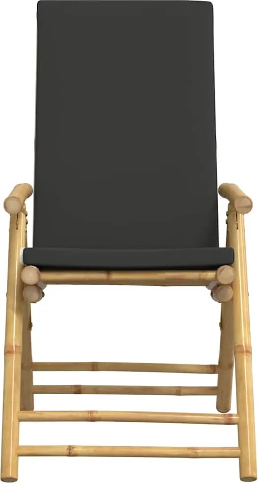 3dílný skládací bistro set s tmavě šedými poduškami bambus 3208932
