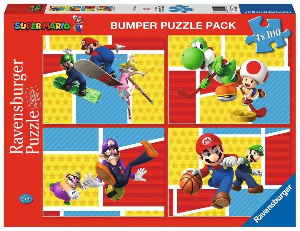 Puzzle ravensburger 051953 super mario 4x100 dílků