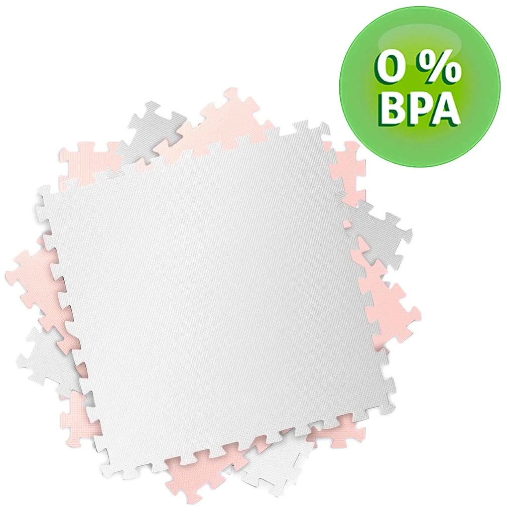 Ricokids pěnová podložka puzzle 60x60 cm 4 ks broskvová a bílá pro děti