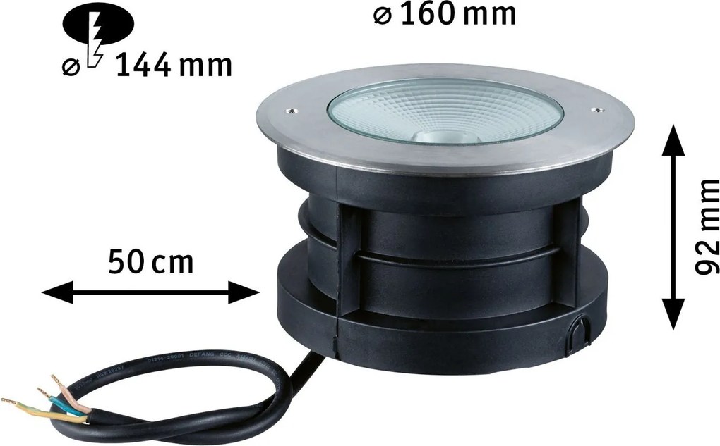 P 94749 LED zemní svítidlo Vanea IP67 kruhové 160mm 3000K 15,5W 230V hliník hliník - PAULMANN