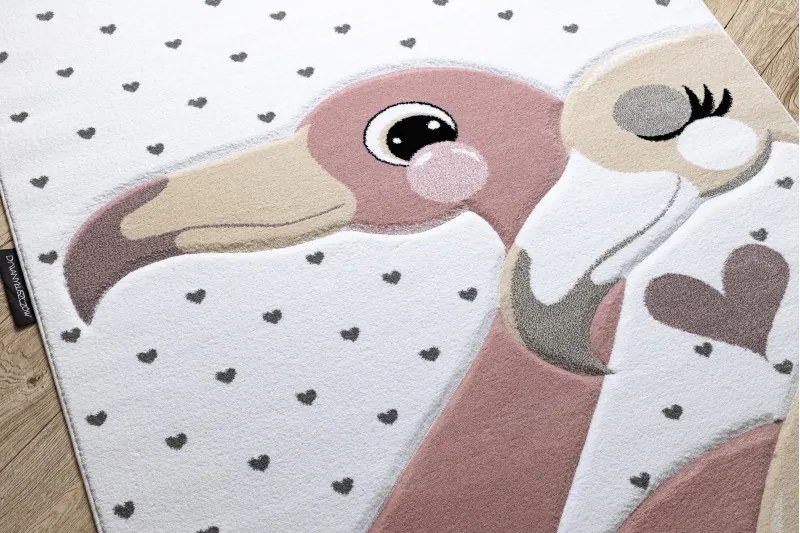 Dywany Łuszczów, Dětský kusový koberec Petit Flamingos hearts cream, 160x220, růžová, dětský pokoj