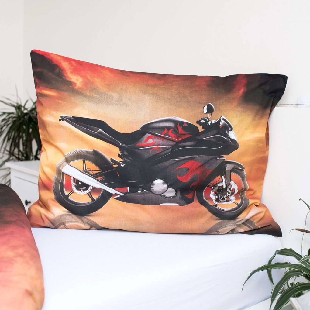 Jerry Fabrics Povlečení fototisk Motorka Red 140x200, 70x90 cm