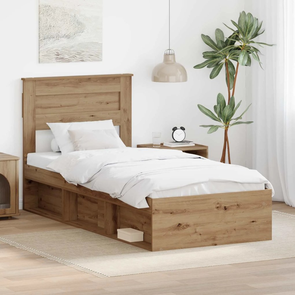 Rám postele Umělecký dub 75 x 190 cm Masivní borové dřevo 3409822