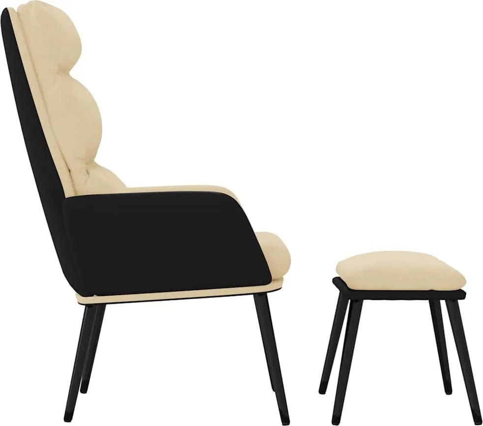 Relaxační křeslo se stoličkou krémové textil a umělá kůže 3097508