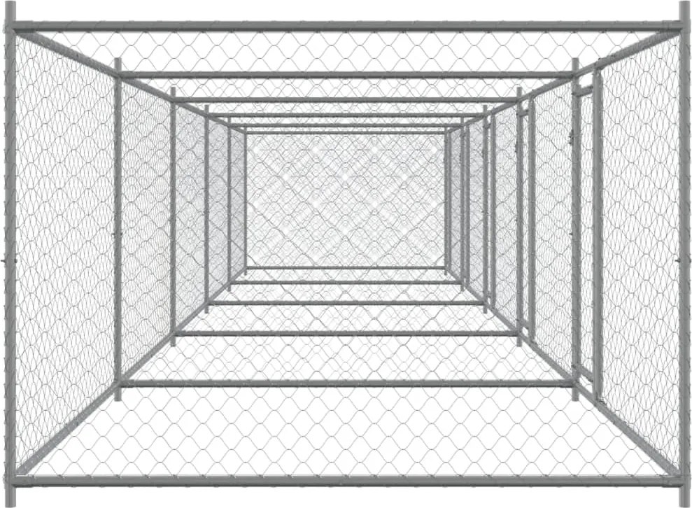 Klec pro psy s dvířky šedá 10 x 2 x 1,5 m pozinkovaná ocel 3209576