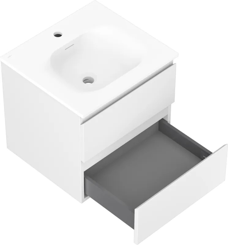 Mexen Orio, koupelnová skříňka 50 cm s umyvadlem Vela, 2 zásuvky, bílá matná, 91A10-05047-2-BFF01-W23M01