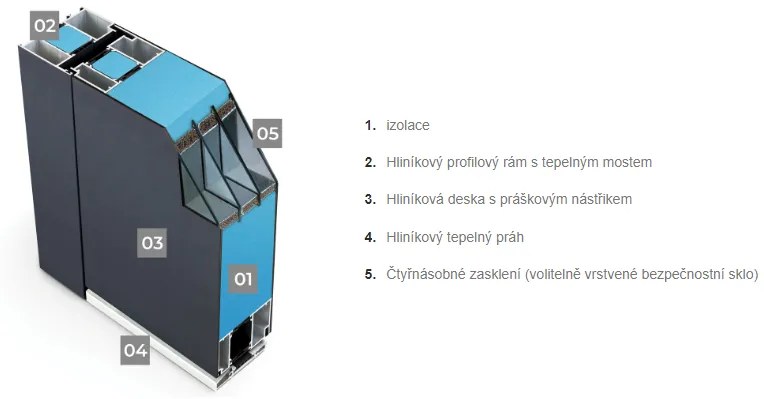 Hliníkové vchodové dveře FM Turen Premium P90 M23 BLACKLINE červenohnědá RAL3099 Orientace dveří: Levé, otevírání dovnitř, Standardní rozměr dveří včetně rámu: 100 cm x 200 cm - vnější rozměr rámu