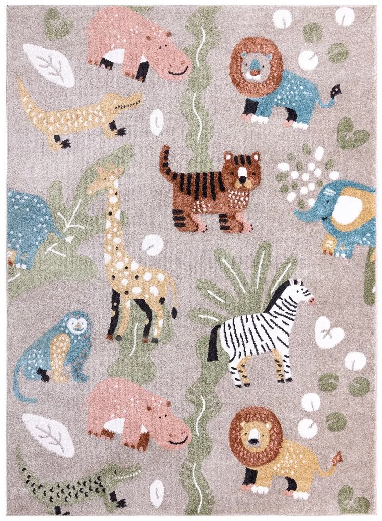 Dywany Łuszczów, Dětský kusový koberec Fun Africa beige, 240x330, vícebarevná, dětský pokoj