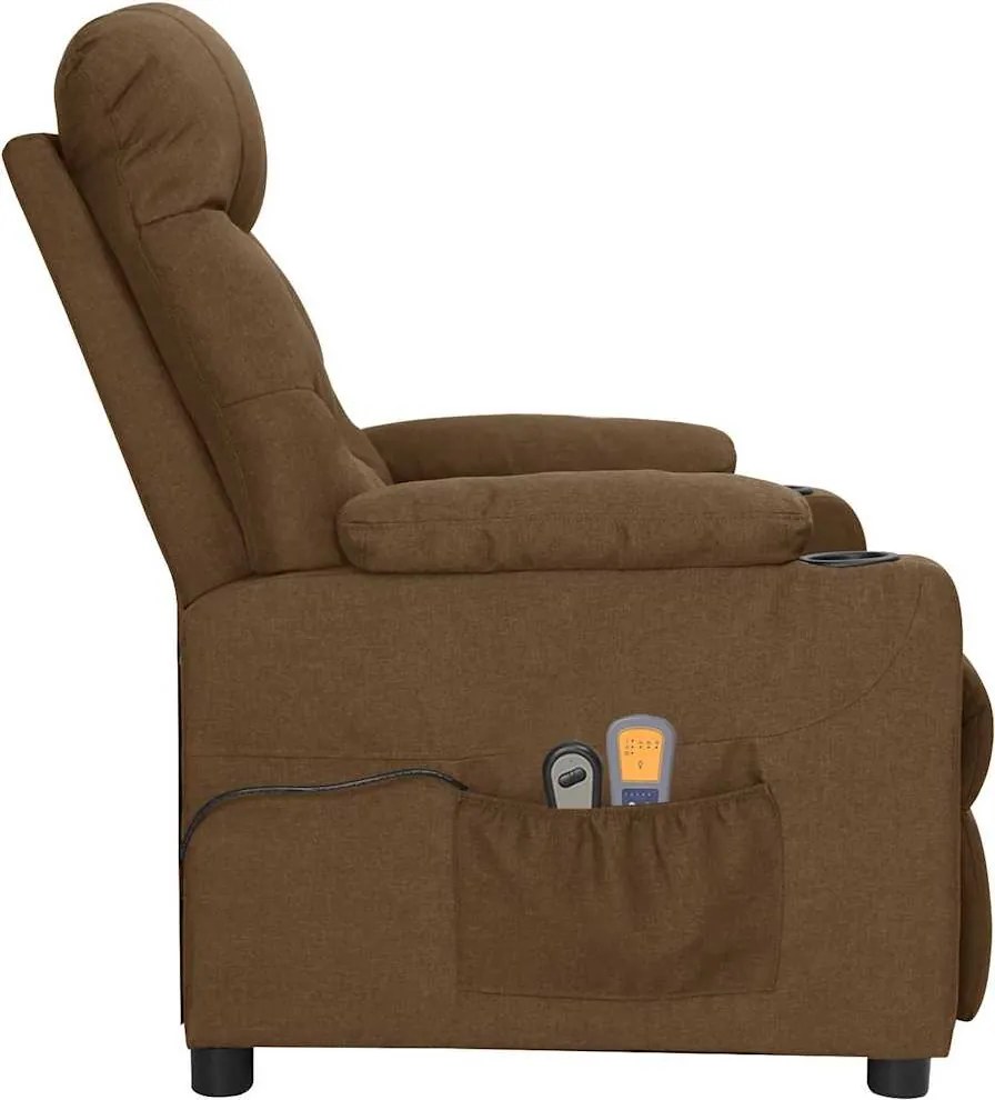 Elektrické masážní křeslo hnědé textil 3098831