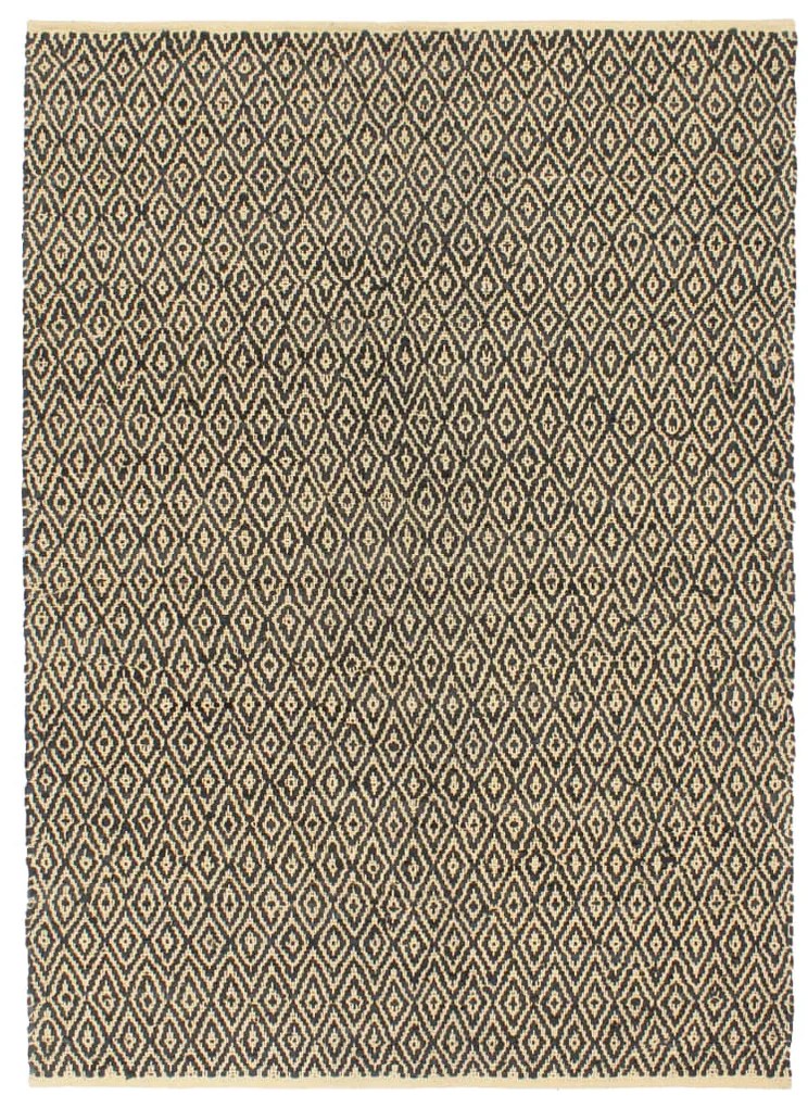 133986 vidaXL Ručně tkaný koberec Chindi kůže bavlna 120 x 170 cm černý