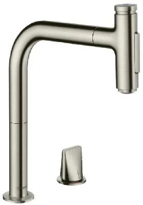 Hansgrohe M71 - Dřezová baterie Metris Select s výsuvnou sprškou, 2-otvorová instalace, vzhled nerezu 73819800