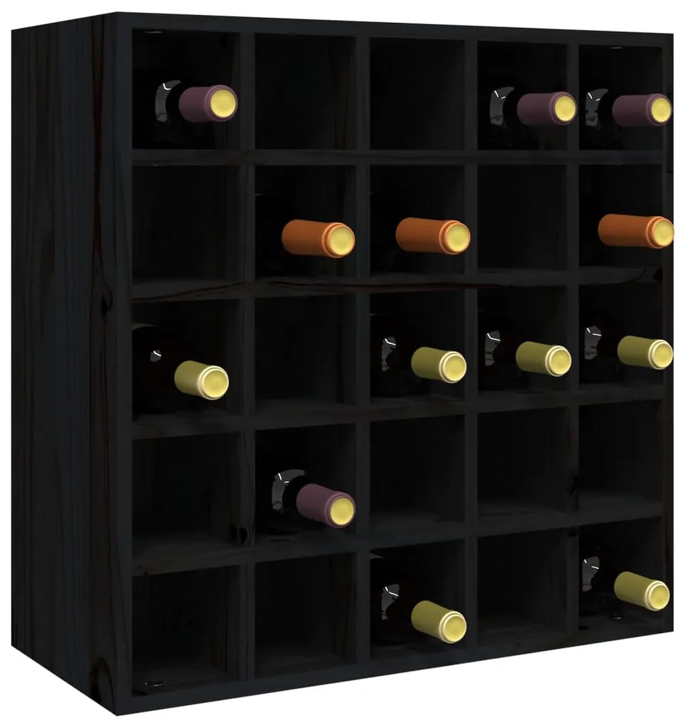 Skříňka na víno černá 56 x 25 x 56 cm masivní borovice - Default Title