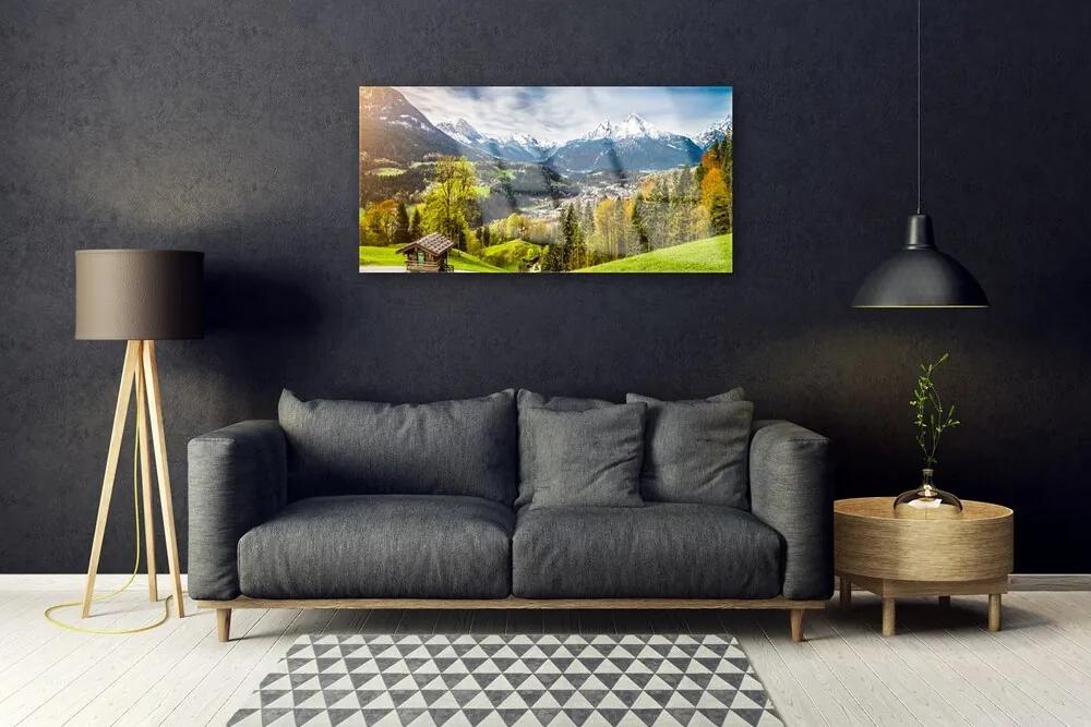 Obraz na skle Skleněná Alpy Krajina 100x50 cm