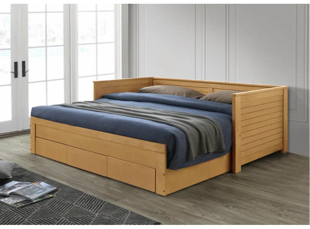 Rozkládací postel GORETA 90-180x200 cm, masiv a MDF barva dub