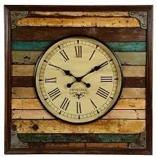 Nástěnné hodiny z recyklovaného dřeva Heritage, 76x76 cm