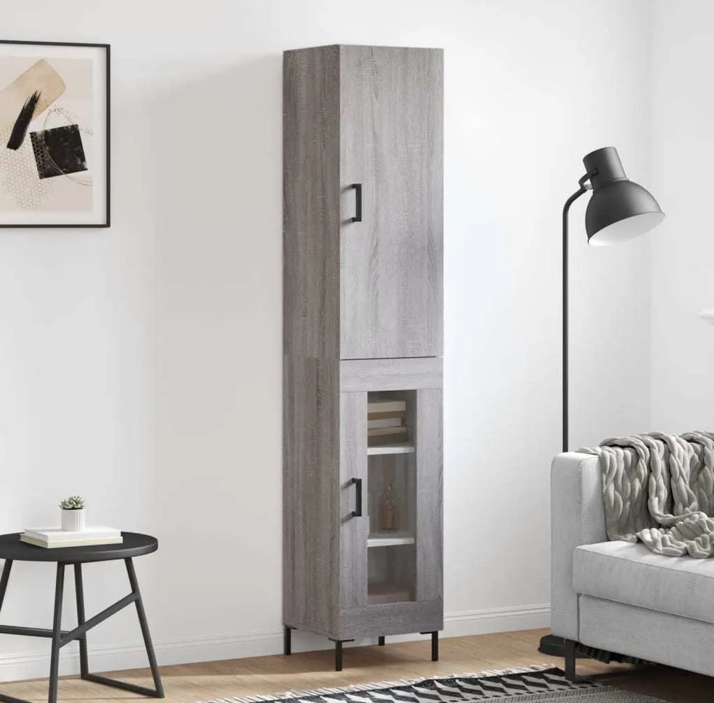 vidaXL Skříň highboard 34,5 x 34 x 180 cm kompozitní dřevo [3199044] Barva: bílá s vysokým leskem