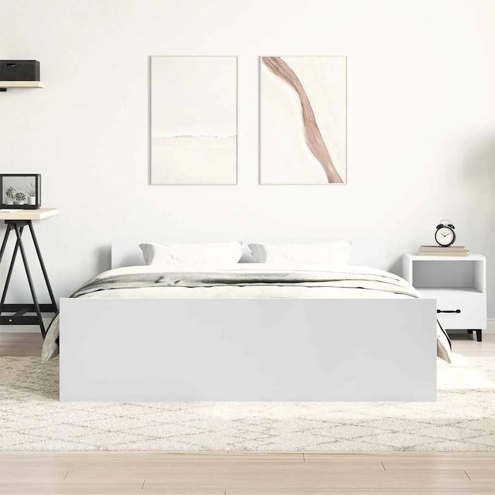 Rám postele s hlavovým a nožním čelem bílý 140 x 190 cm 3203782