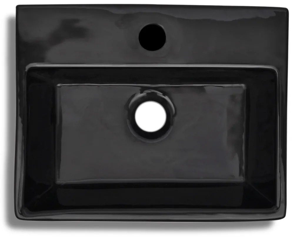 Keramické umyvadlo Pokeno s otvorem na baterii - čtvercové | černé