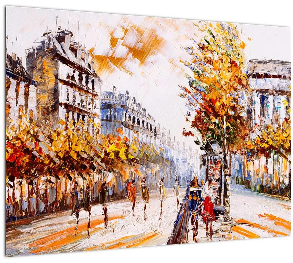 Skleněný obraz - Ulice v Paříži (70x50 cm)