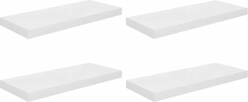 Plovoucí nástěnné police 4 ks lesklé bílé 60x23,5x3,8 cm MDF 323750