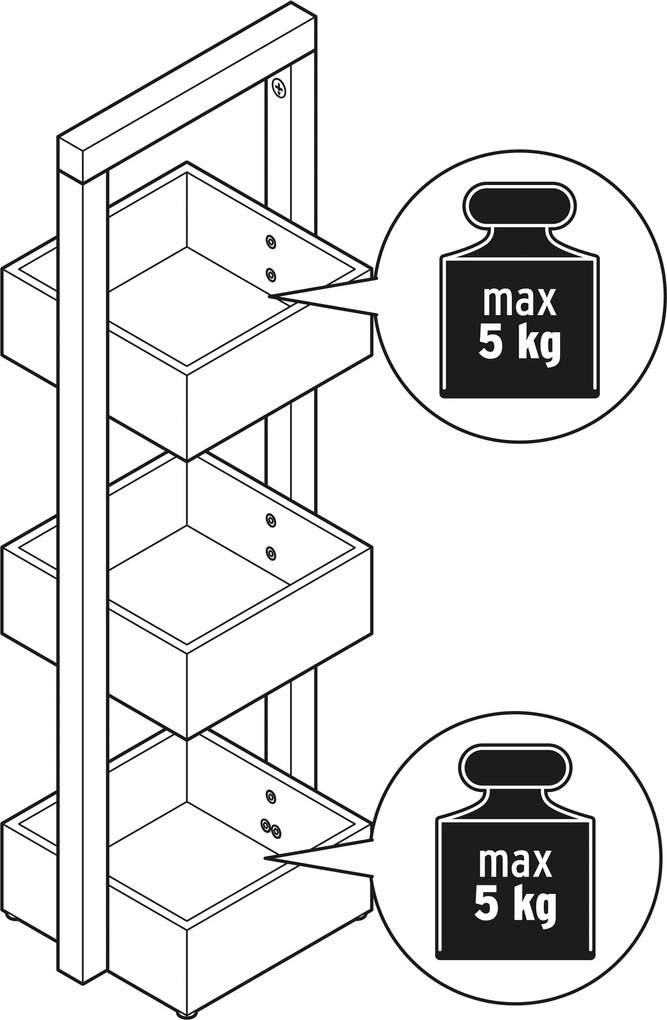 Tchibo - Stojací regál se 3 úložnými přihrádkami - barva: bílá