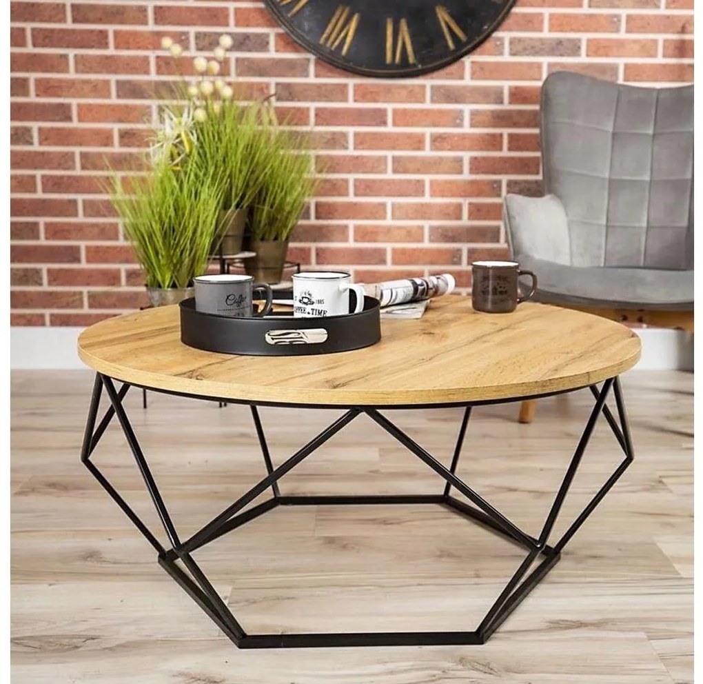HowHomely Konferenční stolek DIAMOND 40x90 cm černá/hnědá 10-1562-90-BOL-MDF