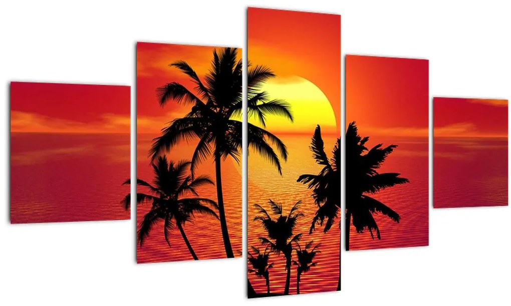 Obraz siluety ostrova s palmami (125x70 cm)