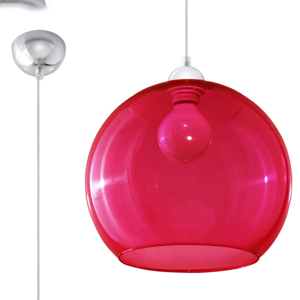Závěsné svítidlo Ball, 1x červené skleněné stínítko