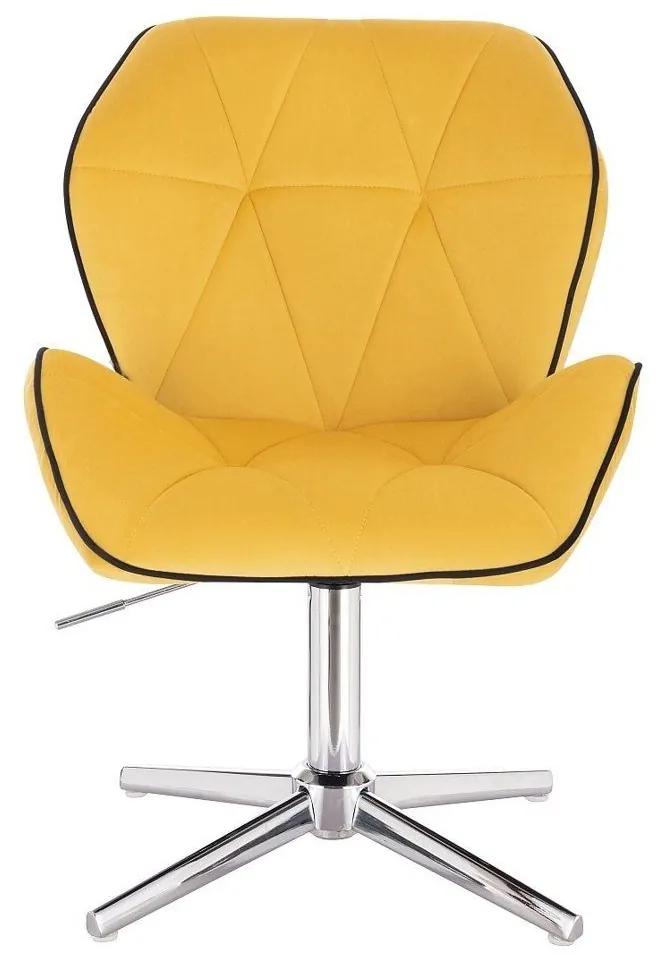 LuxuryForm Židle MILANO MAX VELUR na stříbrném kříži - žlutá
