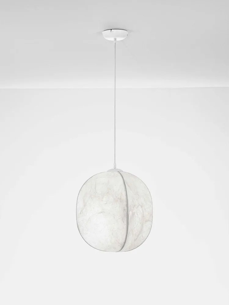 Bílé kovové závěsné svítidlo s textilním stínidlem ø 42 cm Pierida – Nova Luce